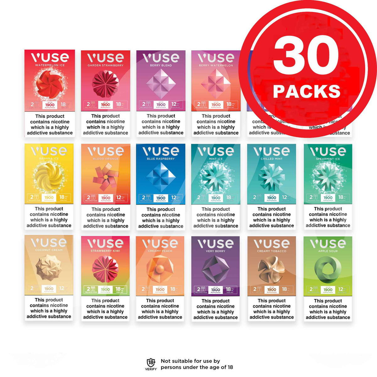 Vuse EPOD Refills x 30 Packs (60 pods). – vape2stop